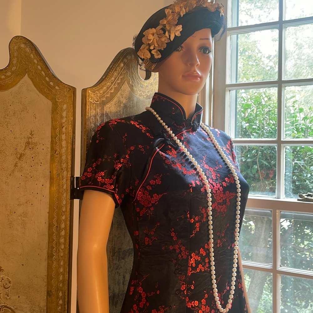 Vintage Traditional Chinese Sheath Cheongsam In Black… - Gem